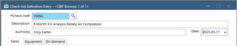 Checklist Definition Entry – Directline Knowledgebase